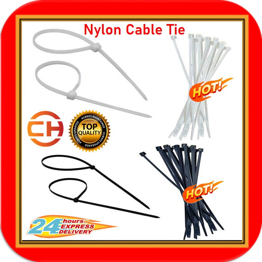 Nylon Cable Tie Ties Computer Wire Tidy Management Self-Locking (WHITE ...