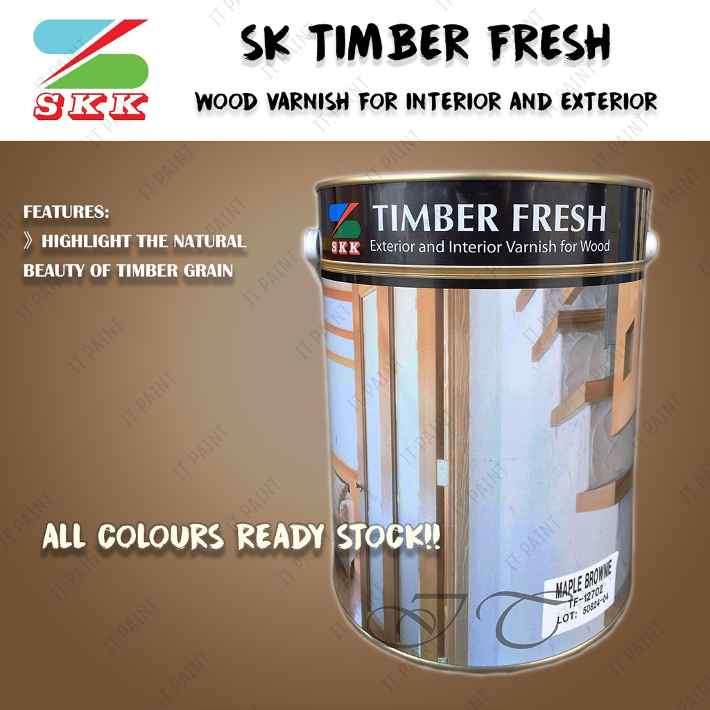 SKK Timber Fresh Wood Varnish 1 Liter ; Shellac Wood Stain Syelek Kayu ...