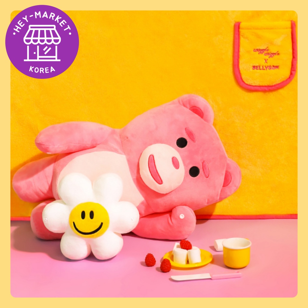 [Wiggle Wiggle]🧸Bellygom X Wigglewiggle Cushion Blanket🌼/ Pink bear ...
