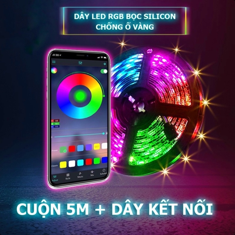 5 meter RGB light set with 16 million colors controlled by phone ...