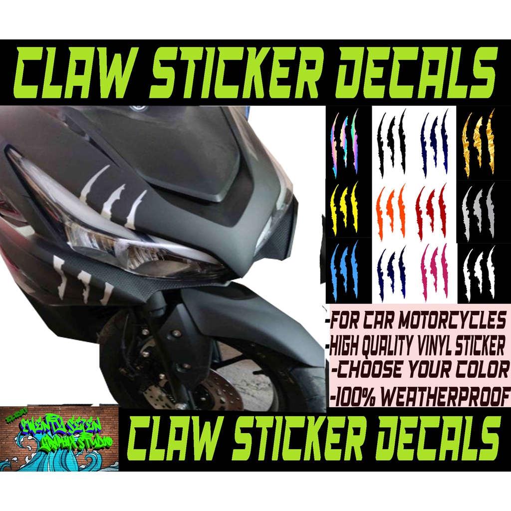 CLAW STICKER CUT OUT VINYL DECALS FOR CAR MOTORCYCLE 100% WEATHERPROOF ...