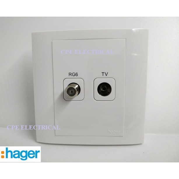 HAGER STYLEA TV + RG 6 ASTRO connector Outlet Socket without splitter ...