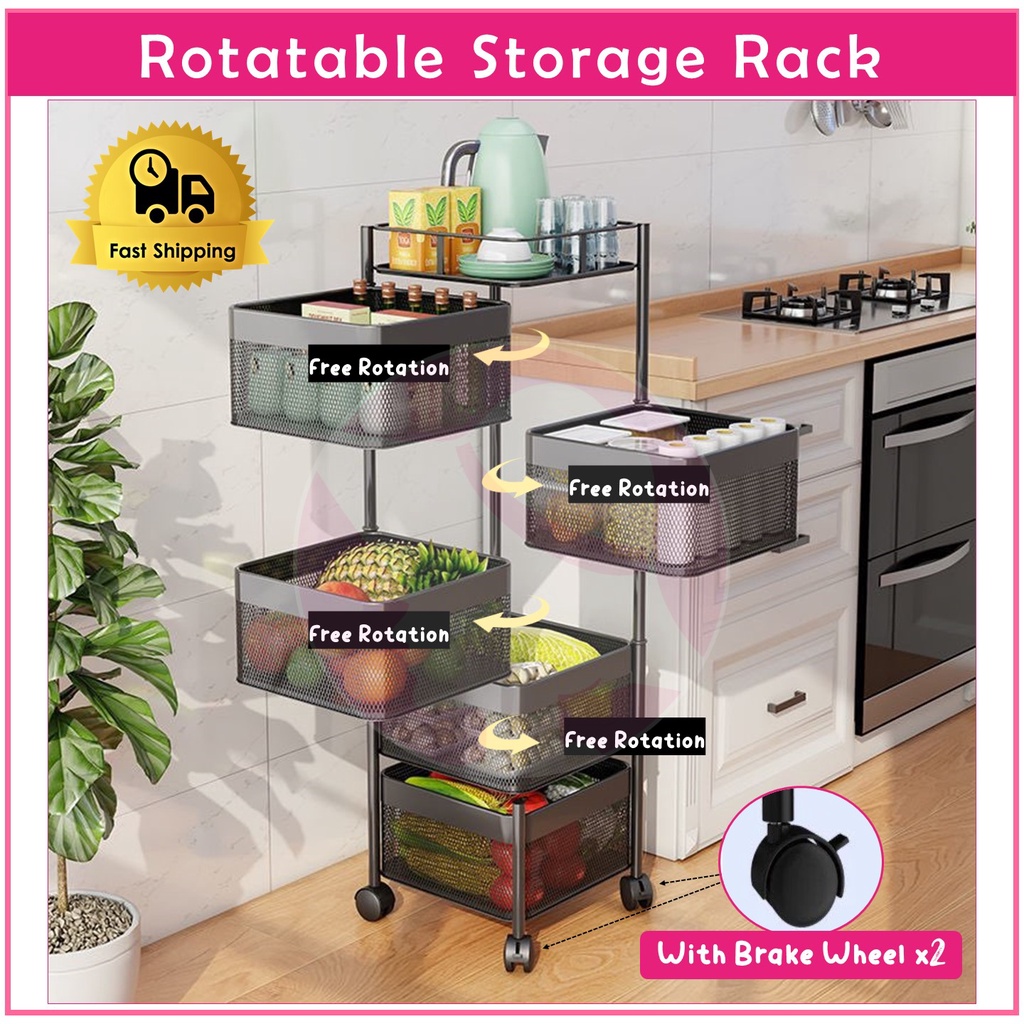 Stainless Steel Rak Dapur Kitchen Rotating Rack Storage Organizer ...