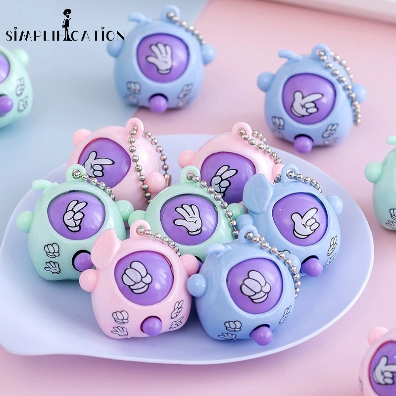 Funny Round Mini Rock Paper Scissors Finger Guessing Game Keychains ...