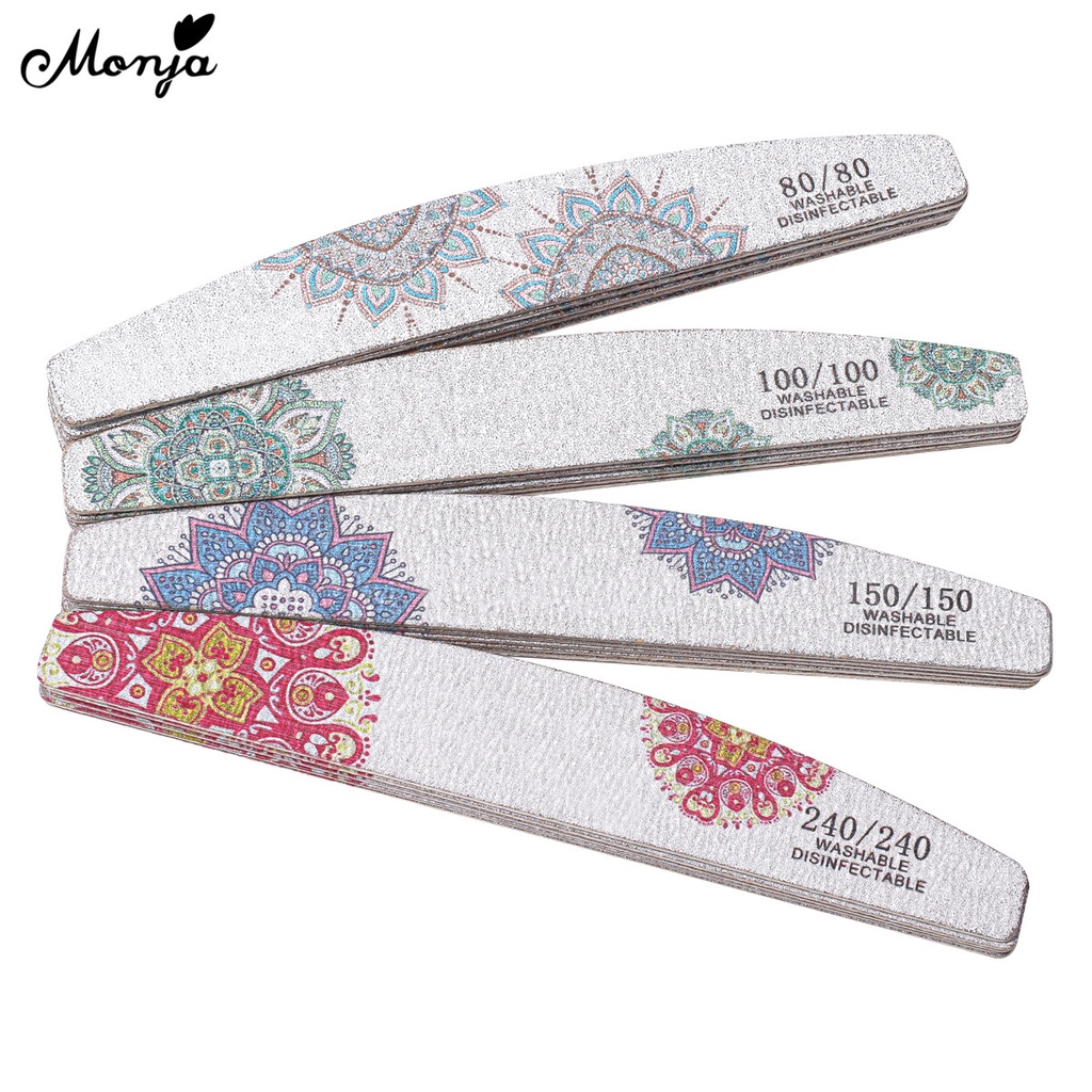 Monja Half Moon Nail File Double Sided Sanding Buffer 80/100/150/240 ...