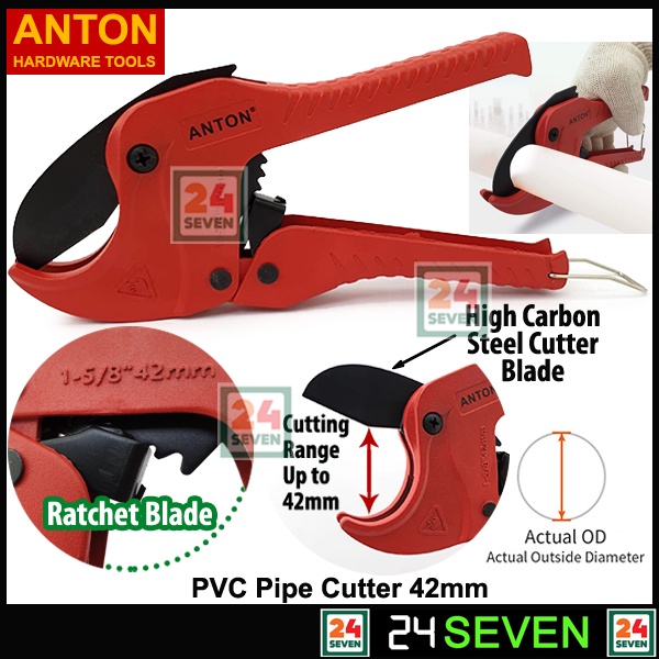 Anton PVC Pipe Cutter 42mm Alloy Body Forged Steel Blade Ratcheting ...