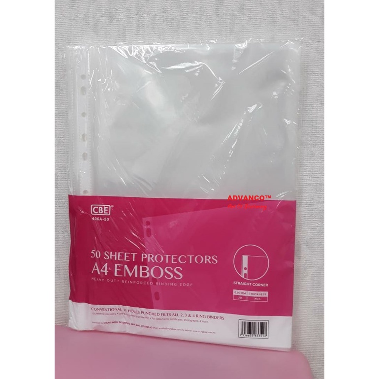 CBE (406A-50) A4 SHEET PROTECTOR EMBOSS 11 HOLES (50'S) | Shopee Malaysia