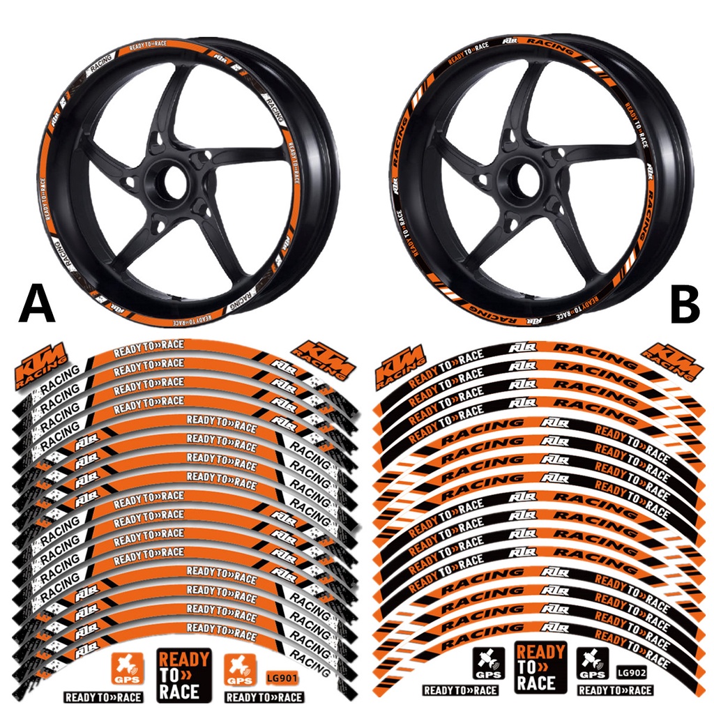 Motorcycle KTM Wheel Reflective Sticker 17/18 Inch Vinyl Waterproof ...