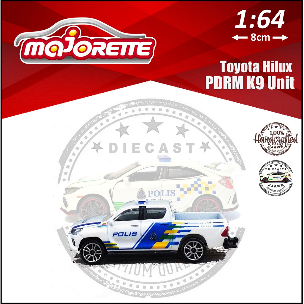 POLIS HILUX: 1:64 Majorette PDRM K9 Unit Pickup Model Diecast Toy ...