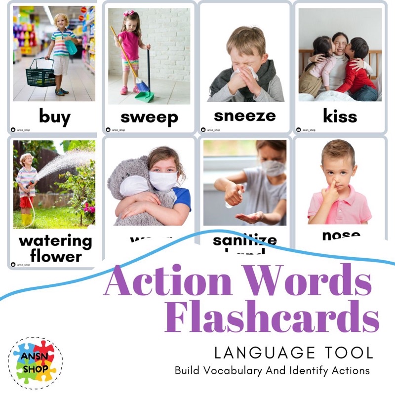 Action Words Flashcards (PDF) 动词闪卡 / Vocabulary / Language Tool ...