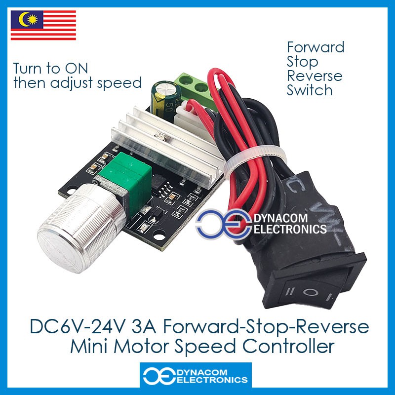 DC6V~24V 3A Forward-Stop-Reverse PWM Motor Speed Controller With ON/OFF ...
