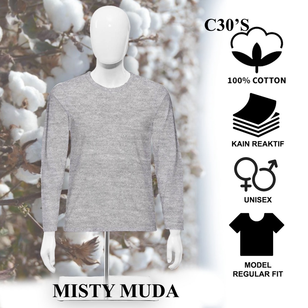 MERAH Plain Light Misty Red Long Sleeve Cotton Combed 30s T-shirt ...