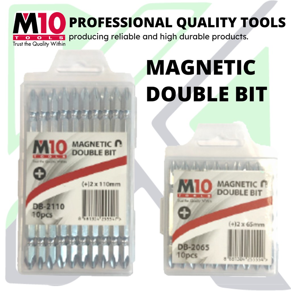 【M10】🧲 Magnetic Double Bit DB2110 / DB2065 (10pcs) 🔩 Hex Drive 1/4 ...