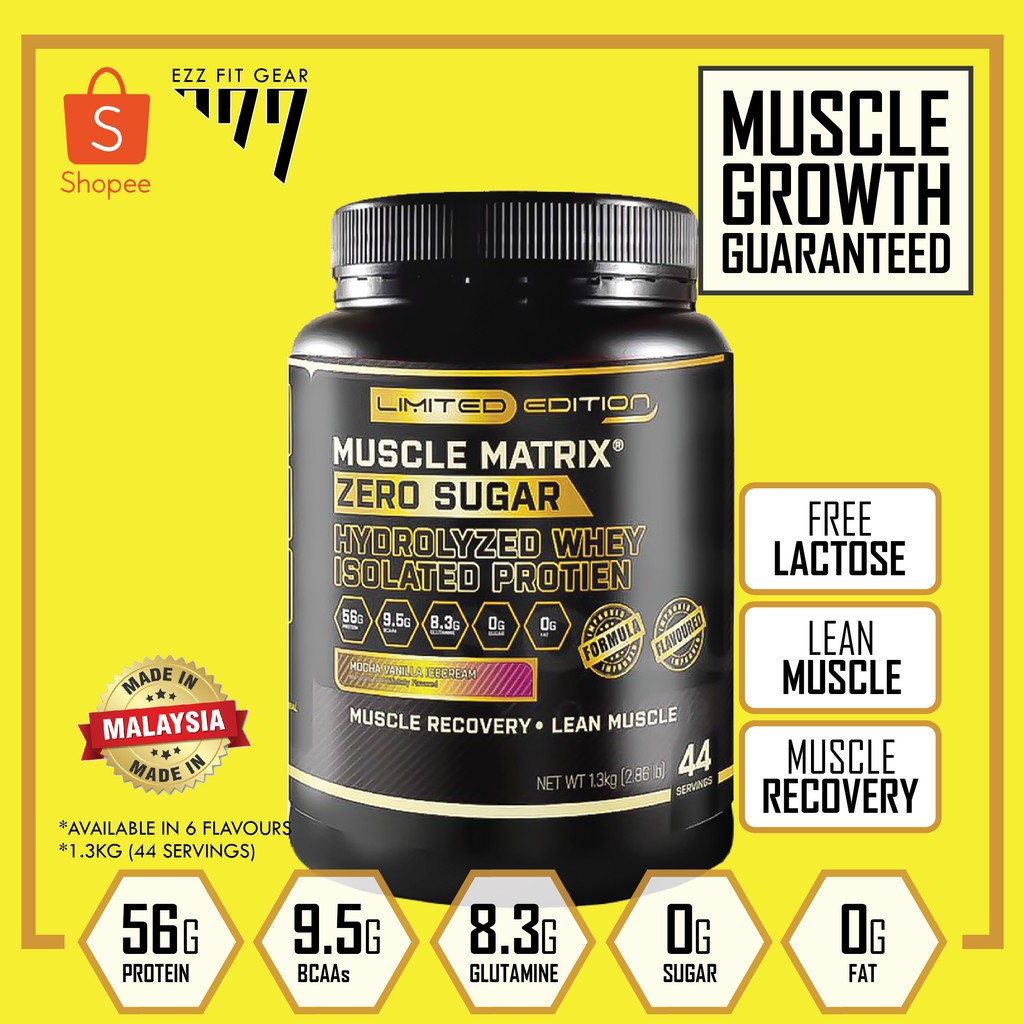 MUSCLE MATRIX Whey Protein Zero Sugar Hydrolyzed 1.3kg 44 Servings ...