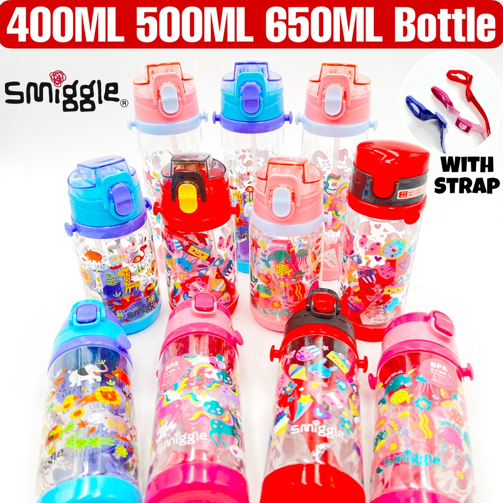 400ml 500ml 650ml Smiggle Water Bottle With Straw Kids Cartoon Drinking Bottle BPA Free Smiggle ...