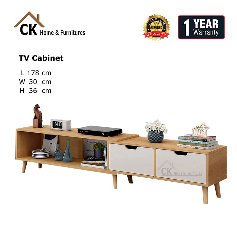 CK TV Cabinet Entertainment Unit Nordic Modern Style (L178cm x W30cm x ...