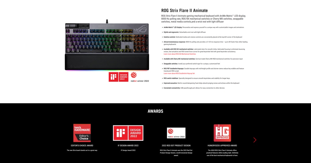 Asus ROG Strix XA07 Flare II Animate Gaming Mechanical Keyboard - (ROG ...