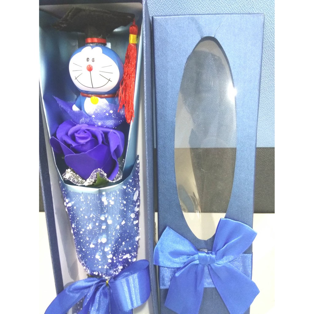 Graduation hello kitty doraemon Bouquet with soap flower and boxes ...