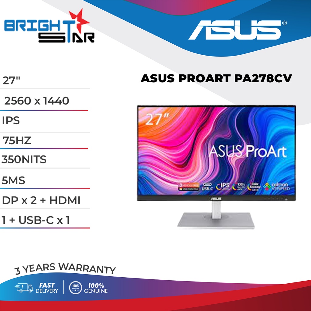 ASUS 27" ASUS PROART PA278CV MONITOR / 27" IPS / 2560x1440@75HZ ...