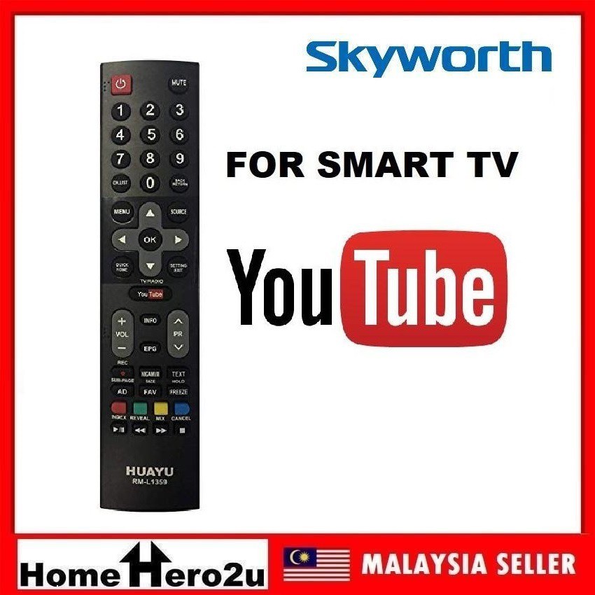 Skyworth LCD/LED Remote Control Replacement for Smart Android TV Huayu RM-L1359 RML1592 ...