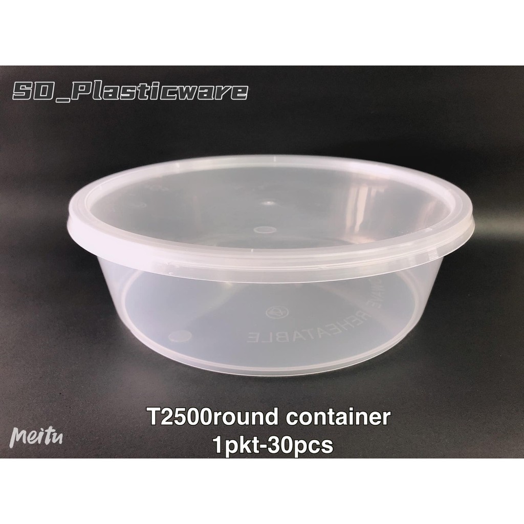 2500 Round Disposable Plastic Food Container ( 30pcs± ) 2500ml - TAGE ...