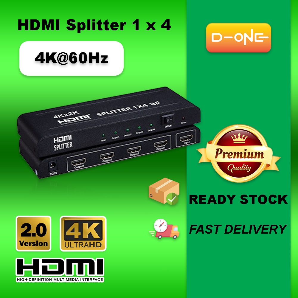 (4K 60Hz/V2.0) HDMI Splitter 1 in 4 out (1 to 4/1x4) HDMI 2.0 UHD/Full ...