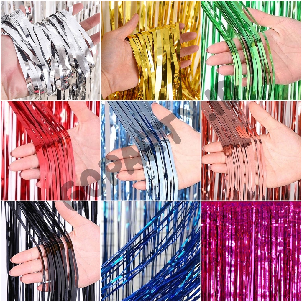 FOIL CURTAIN TASSEL CURTAIN WALL DECORATION BACKDROP | Shopee Malaysia