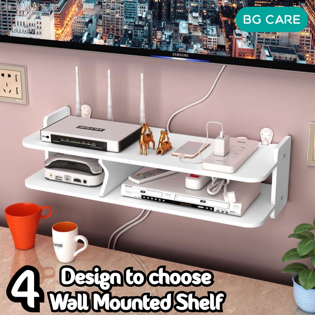Wifi Router Wall Rack Shelf Modem Holder Space Saving Shelf TV Rack Box ...