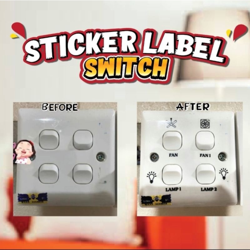 Sticker Switch Label | Sticker Suis | Sticker Lampu Label | Sticker ...