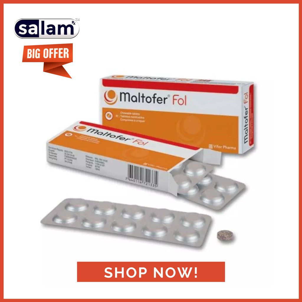 MALTOFER FOL IRON FOLIC ACID CHEWABLE TABLET 30'S [LOW HEMOGLOBIN ...