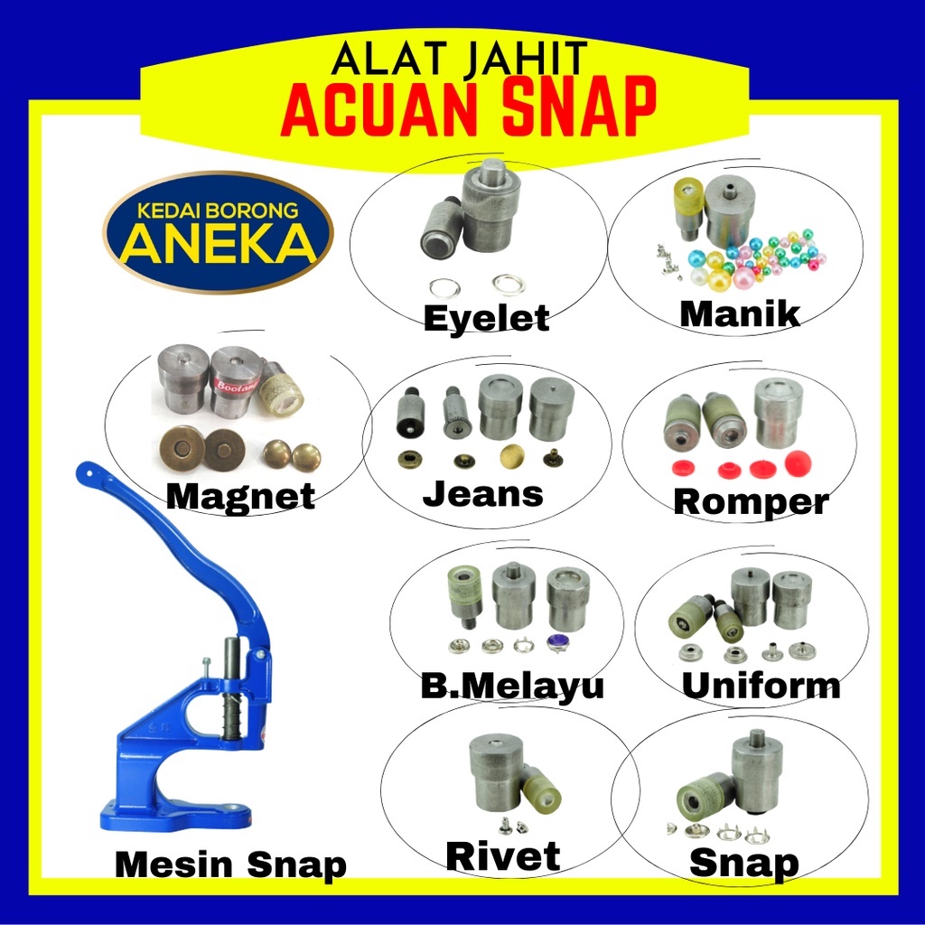 Aneka acuan untuk mesin snap tapak butang (eyelet mould metal snap dies ...