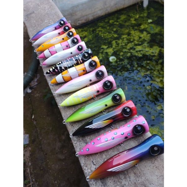 HANDMADE WOODEN POPPER 12cm 40gr & 14cm 60gr chrome lure | Shopee Malaysia