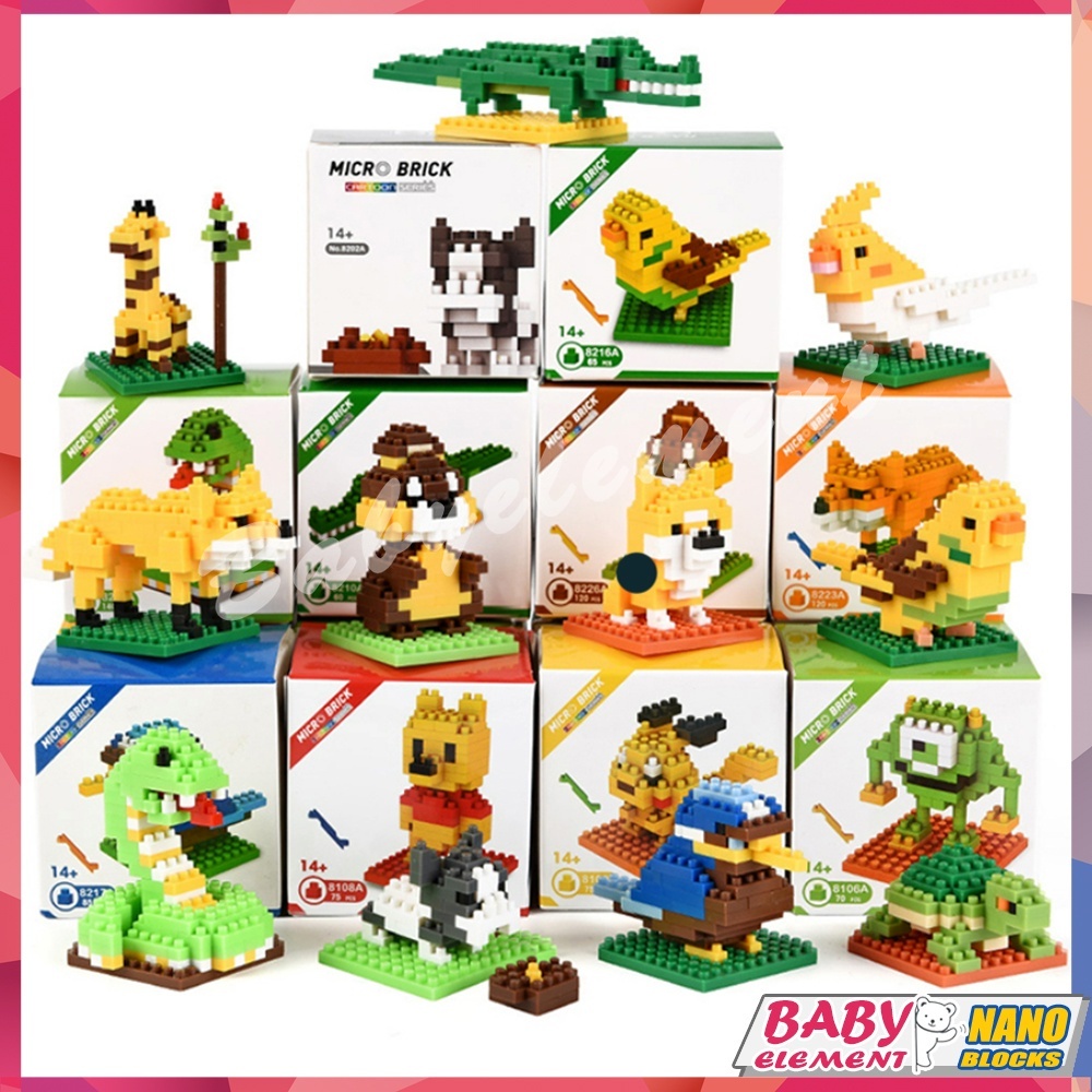 Nano Blocks Mini Small animals Building Blocsk Zoo cartoon animation ...