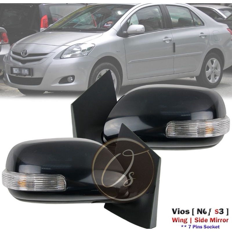 TOYOTA VIOS 2008 - 2013 NCP93 SIDE MIRROR AUTOFLIP 7 WIRE NEW CERMIN ...