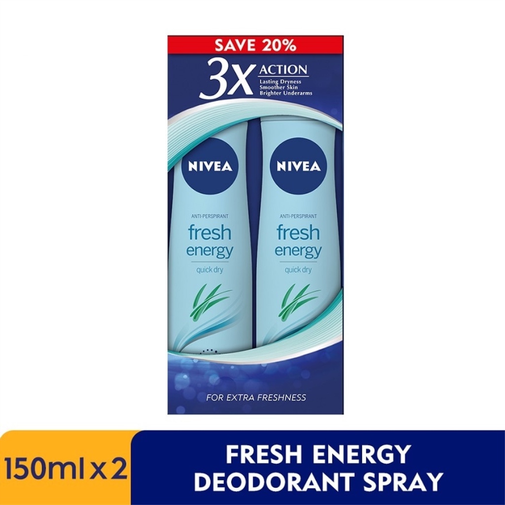 NIVEA Deodorant Energy Fresh Spray Twin Pack 2x150ml | Shopee Malaysia