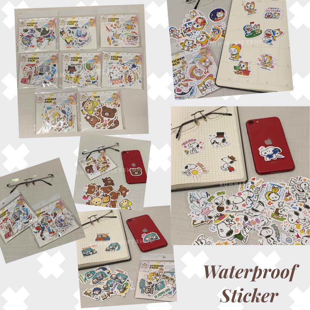 Waterproof Sticker Cartoon Miku Snoopy Kuma Doraemon | Shopee Malaysia