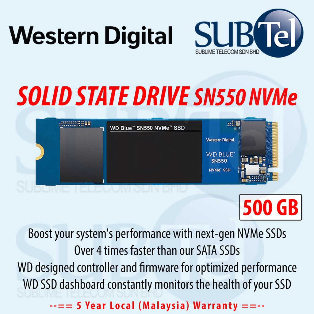 Western Digital Blue SN550 NVMe SSD 500GB M.2 Internal Solid State ...