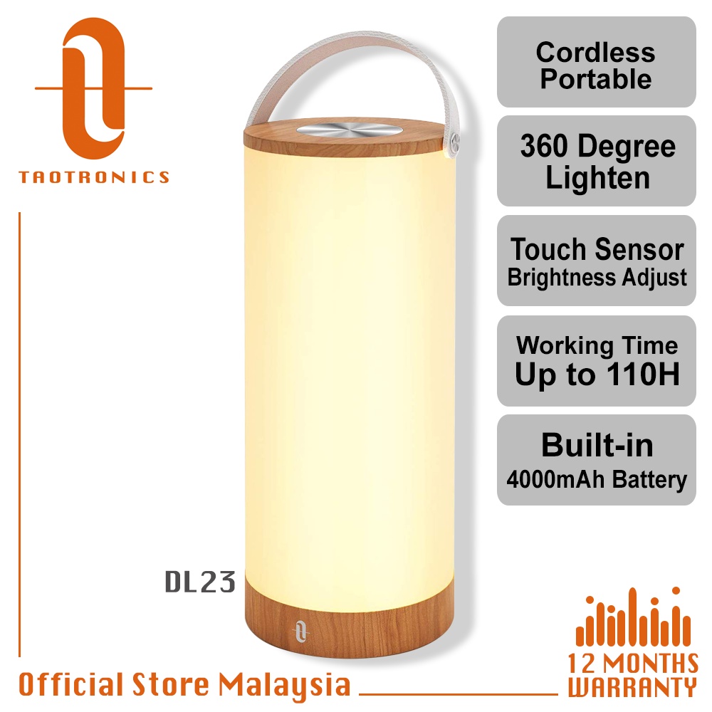 TaoTronics 6W Wireless Portable Rechargeable Lantern DL23 Cordless Desk ...