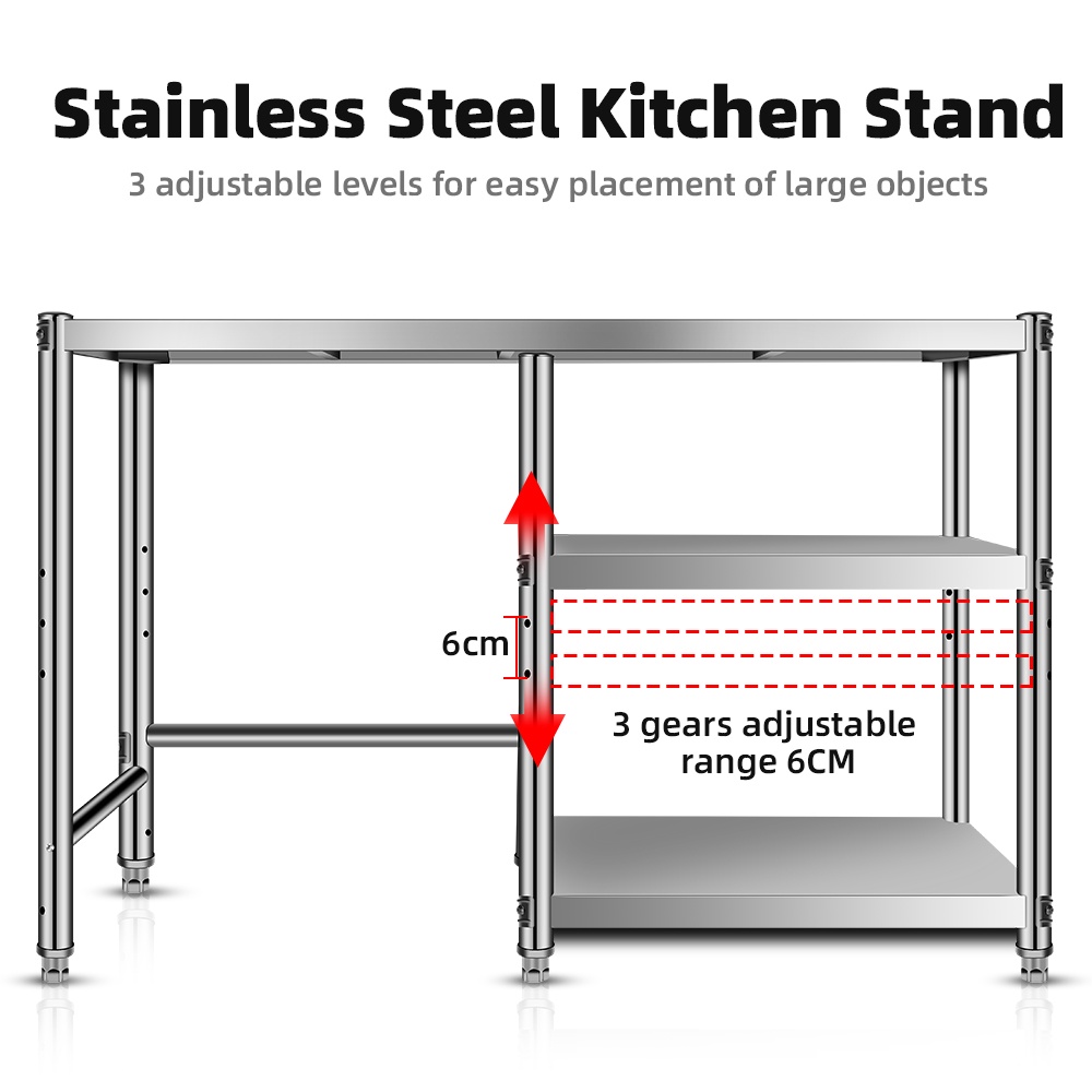 Rak Dapur Gas Upgraded Stainless Steel 3 Tier Kitchen Stove Rack with ...