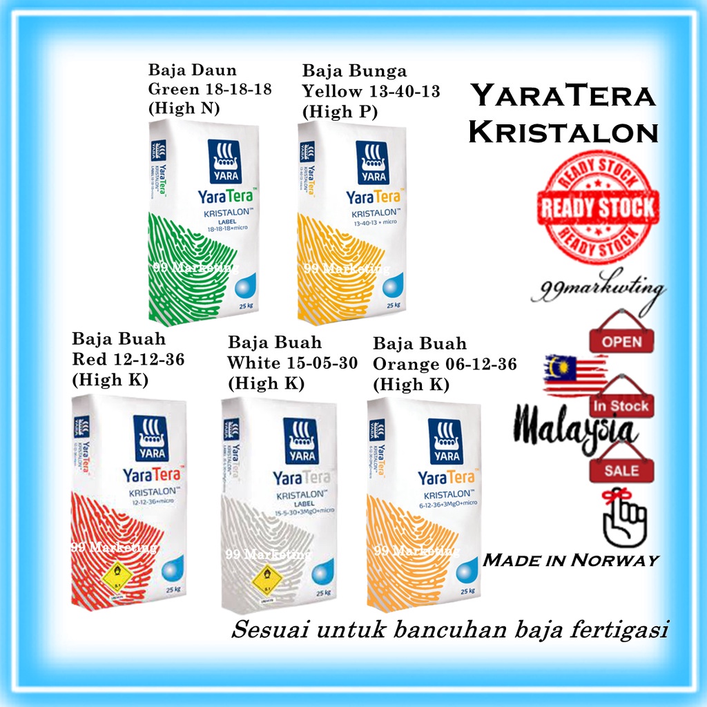 1KG YaraTera Kristalon Fertilizer Green Yellow Red White Orange (Repack ...