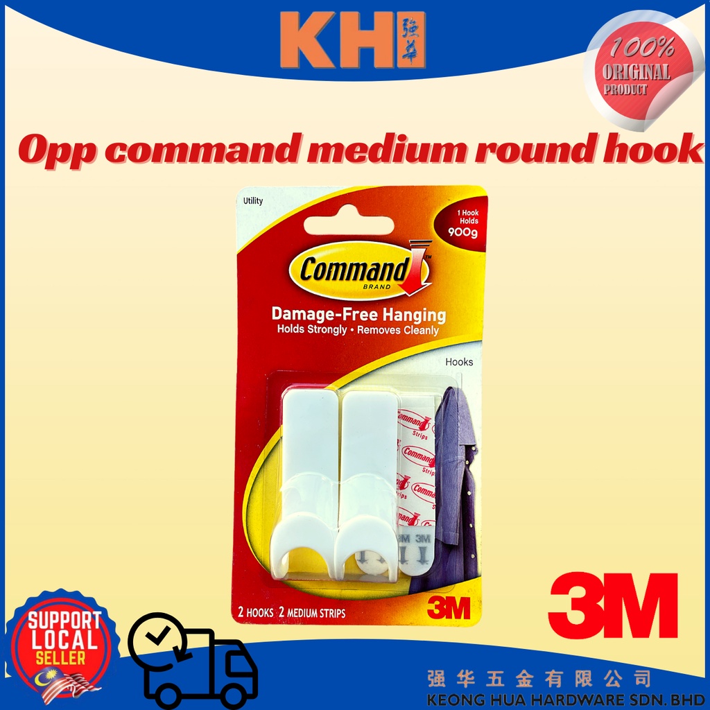 3M OPP command medium round hook 2 hook | Shopee Malaysia