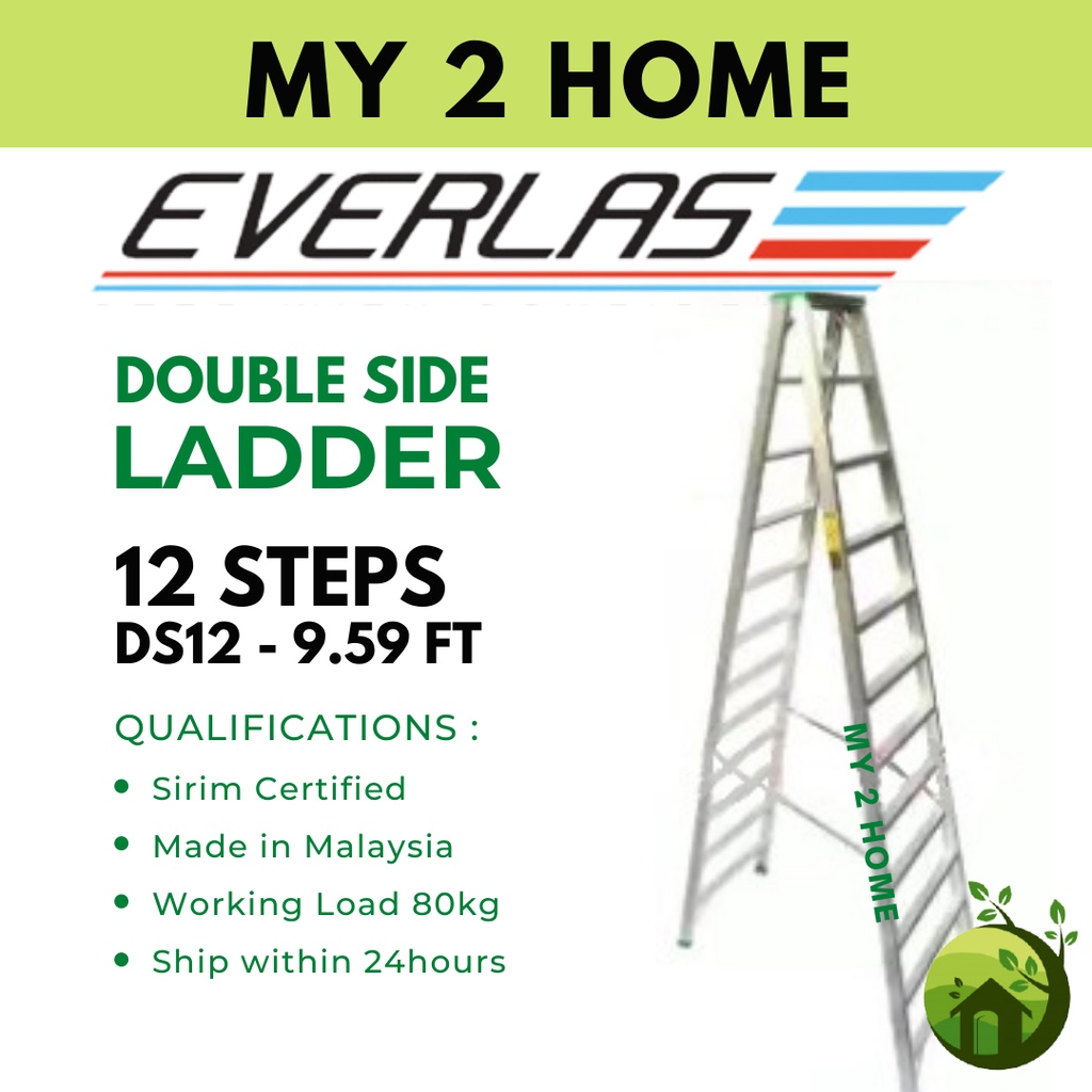 Aluminium 12 Steps Double Sided Ladder Tangga Lipat staircase STEP ...