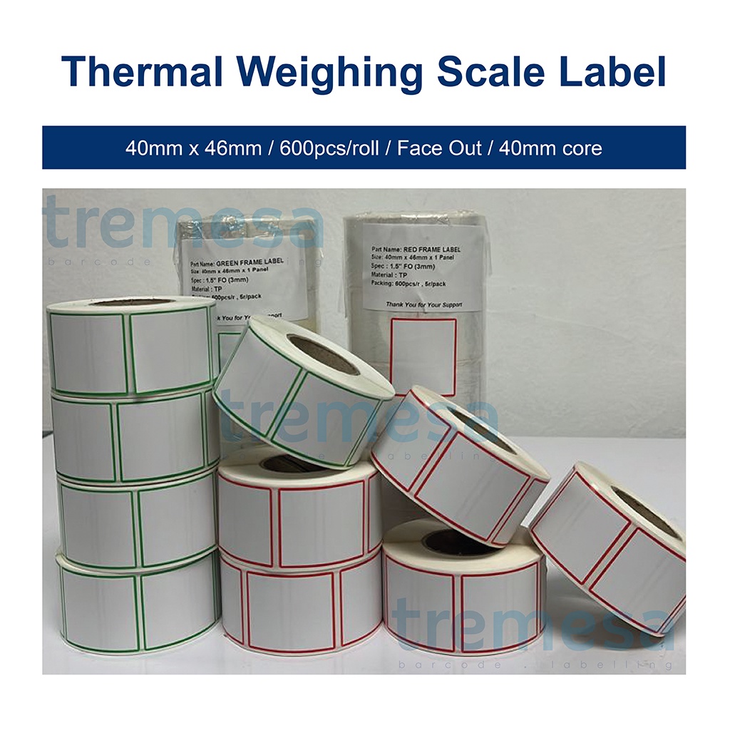 40mm46mm Thermal Weighing Scale Label / Sticker [Red Frame Thermal ...