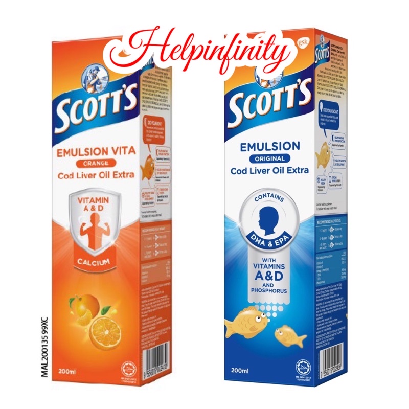 Scott’s Cod Liver Oil Emulsion Orange 200ml / Scott’s Cod Liver Oil ...