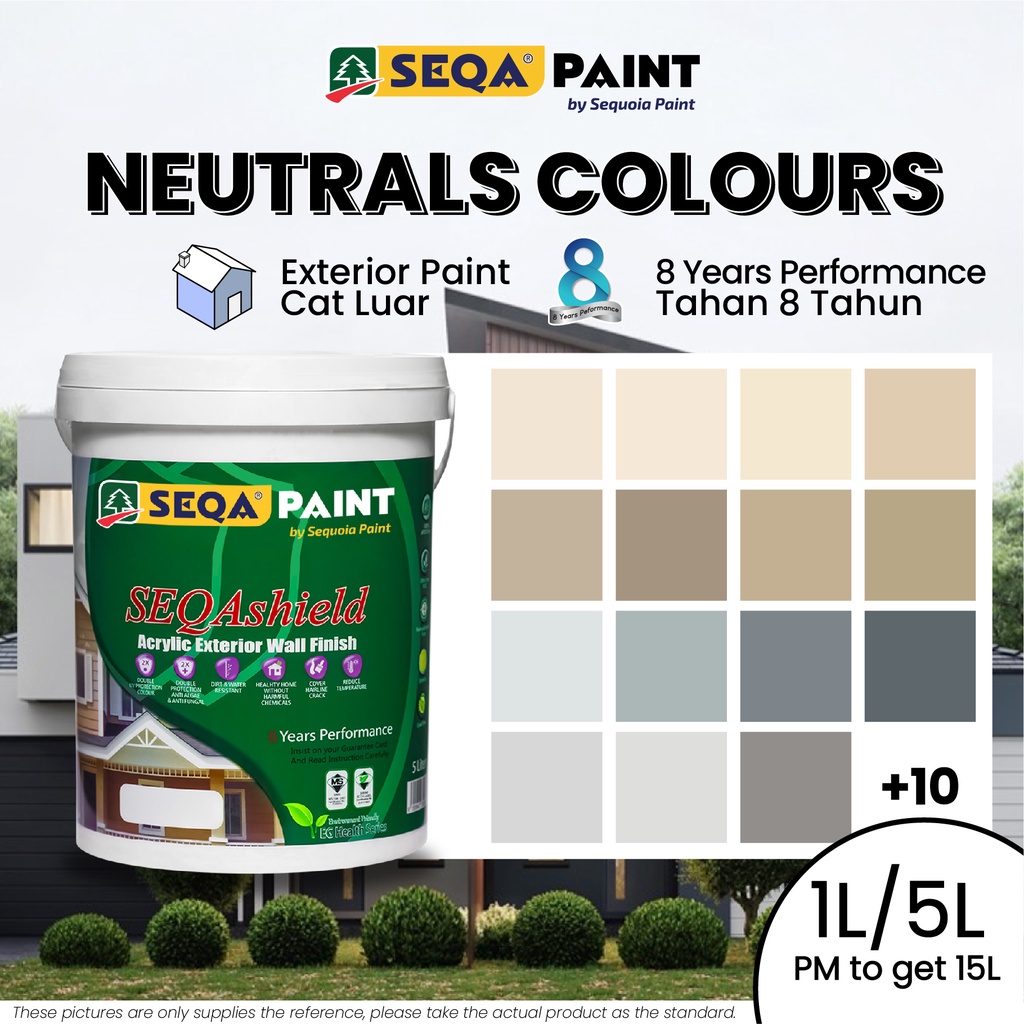 ( Neutral Colour ) 1L/5L 8 Years Protection Exterior Wall Paint (Cat ...