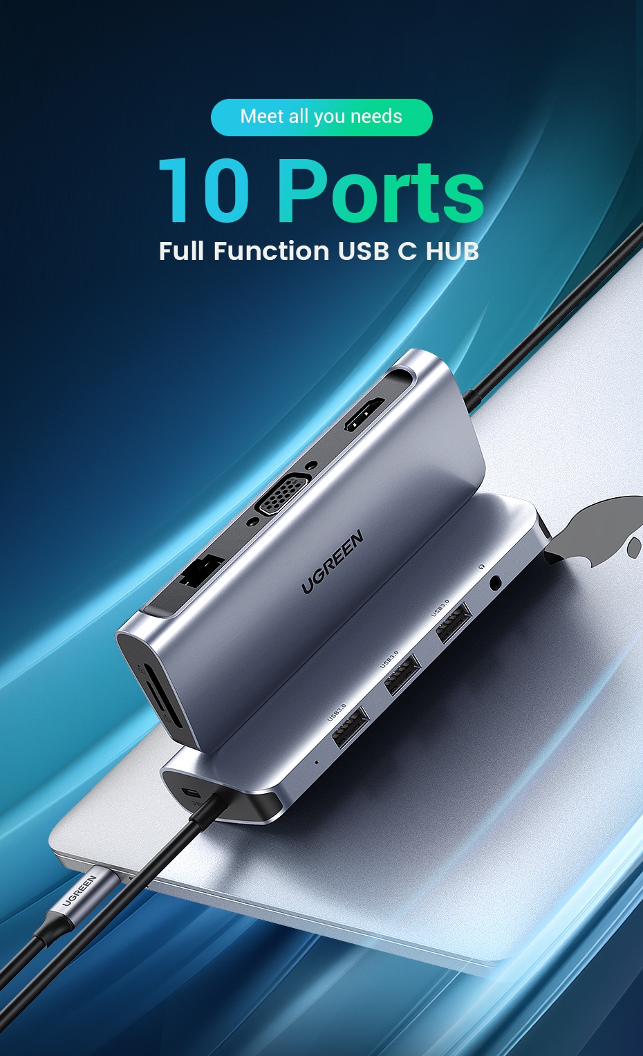 【Dual Display HUB】 UGREEN USB C Hub 10 in 1 Type C Hub with Ethernet 4K ...