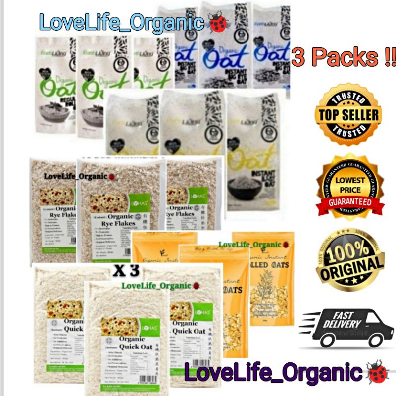 🔥3 Packs !!🔥Organic Instant Baby Oat Halal 500G X 3 Regular Oat/Big Rye ...