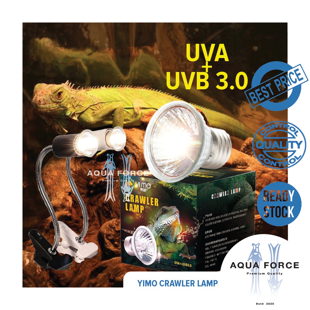 YIMO CRAWLER LAMP UVA+UVB 3.0 Reptile lamp with Clip-on Bulb Lamp Holder Tortoise/Turtle Basking ...