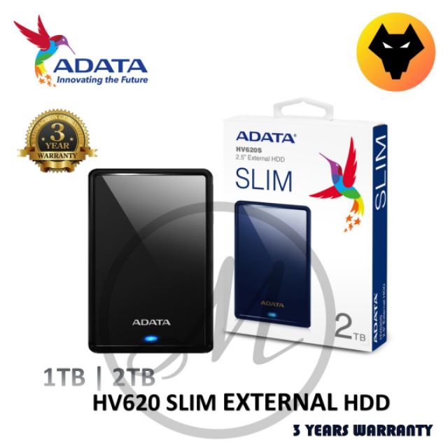 ADATA Portable External HDD USB 3.2 - (1TB/2TB/5TB) HV620 Slim | Shopee ...