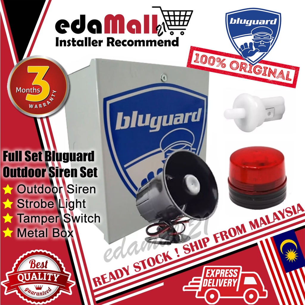 Bluguard Alarm Outdoor Siren Set for Alarm System (Outdoor Metal Box ...